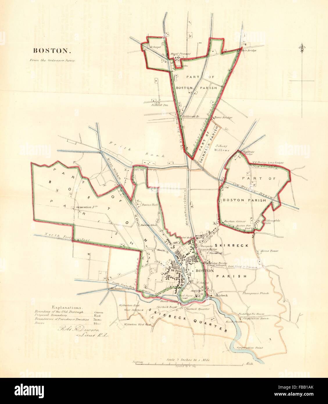 BOSTON borough/town plan for the REFORM ACT. Lincolnshire. DAWSON, 1832 ...