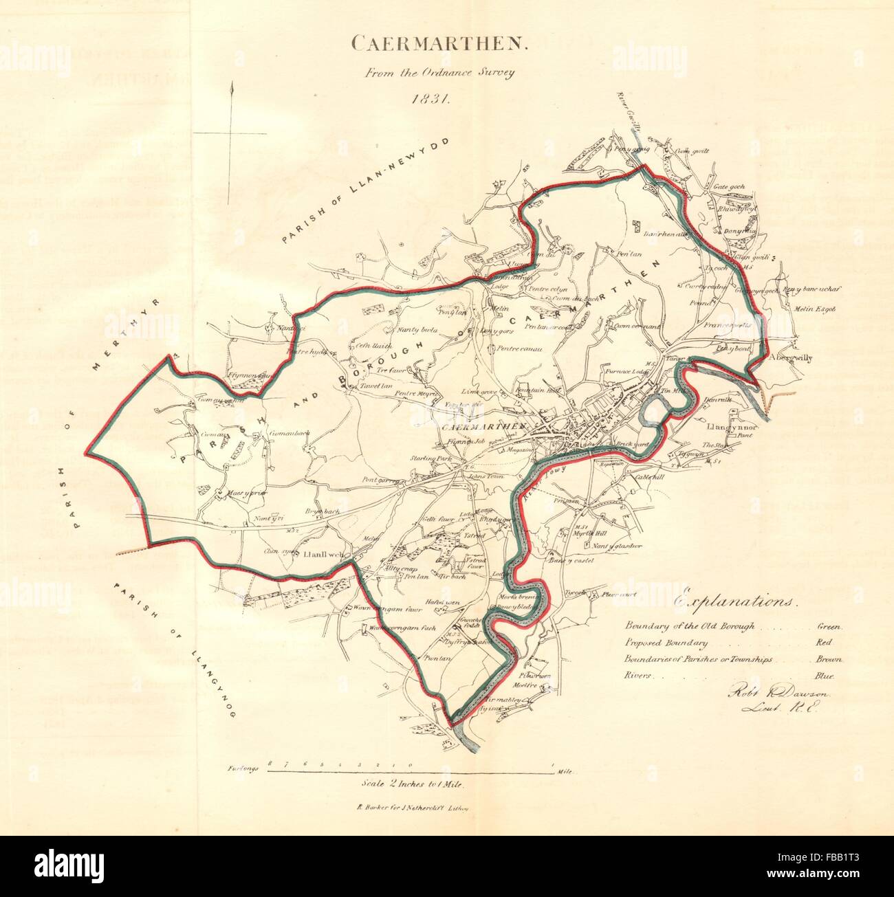 Vintage map of carmarthen, wales hi-res stock photography and images ...