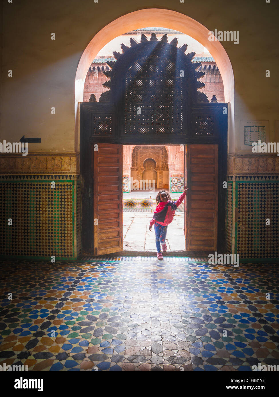 A little ray of sunshine Medersa Ben Youssef, Marrakech Morocco Stock ...