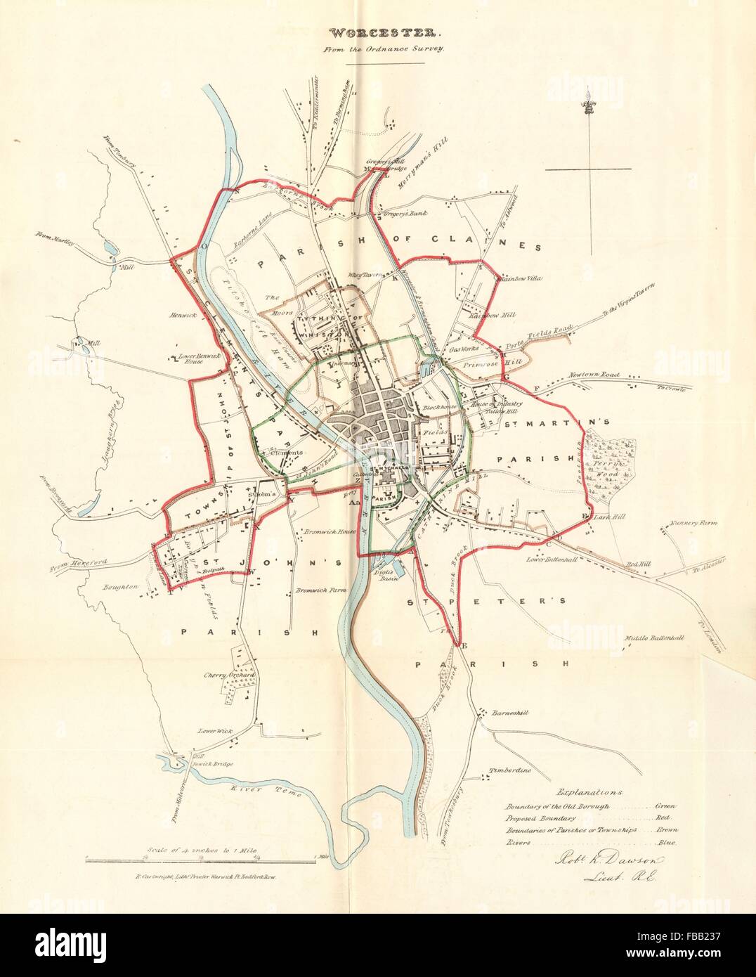 WORCESTER borough/town plan. REFORM ACT. Worcestershire. DAWSON, 1832 ...