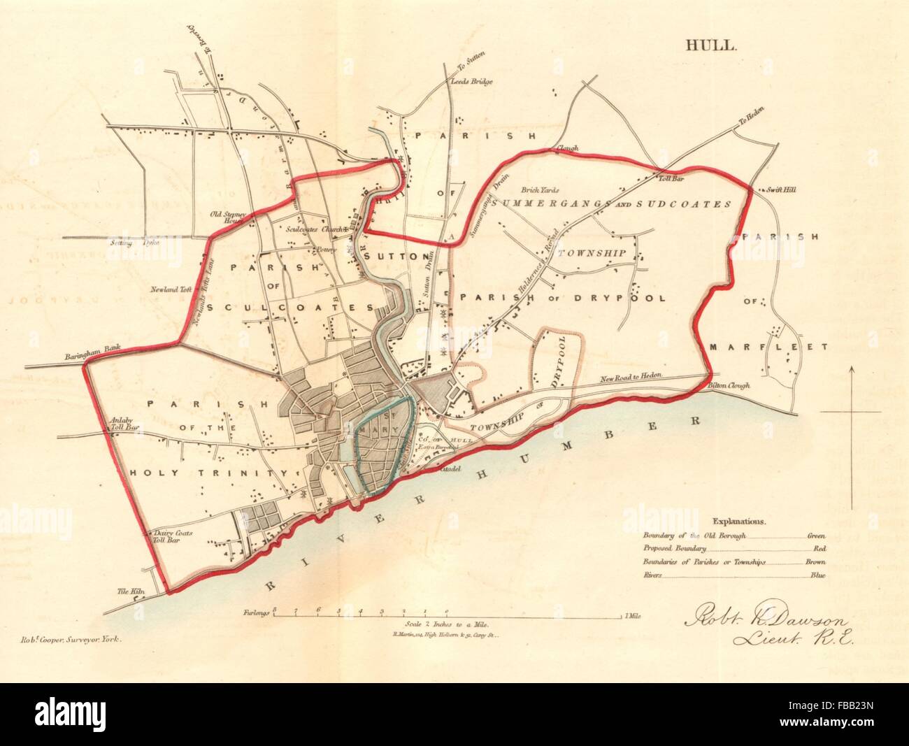 HULL borough/town plan. REFORM ACT. Yorkshire. DAWSON, 1832 antique map ...