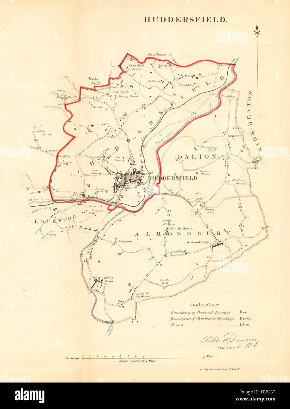 HUDDERSFIELD borough/town plan. REFORM ACT Almondbury Yorkshire. DAWSON ...