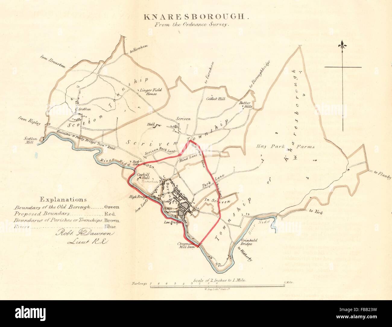 KNARESBOROUGH borough/town plan. REFORM ACT. Scotton. Yorkshire. DAWSON ...