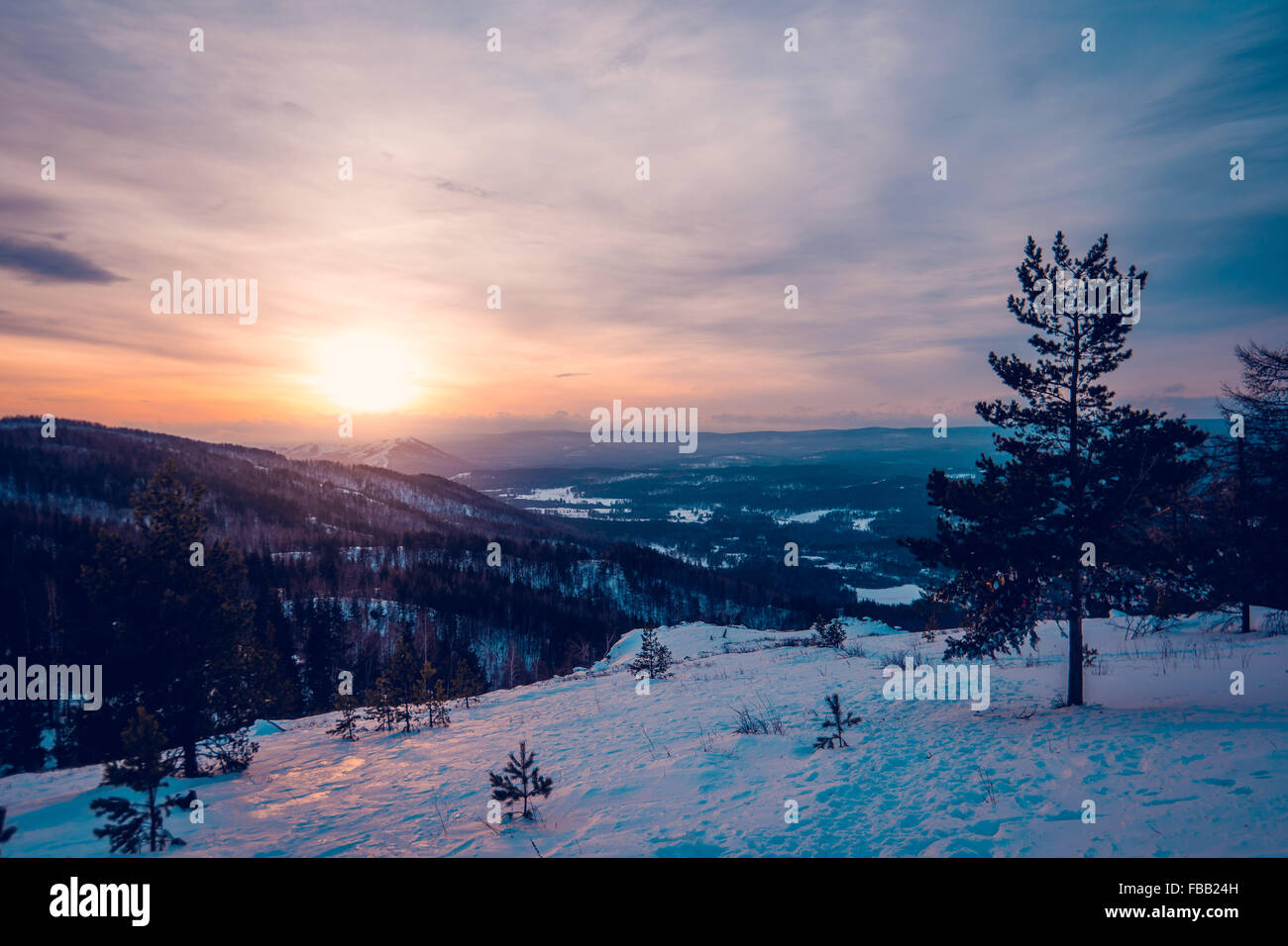Beautiful cold sunset Stock Photo - Alamy