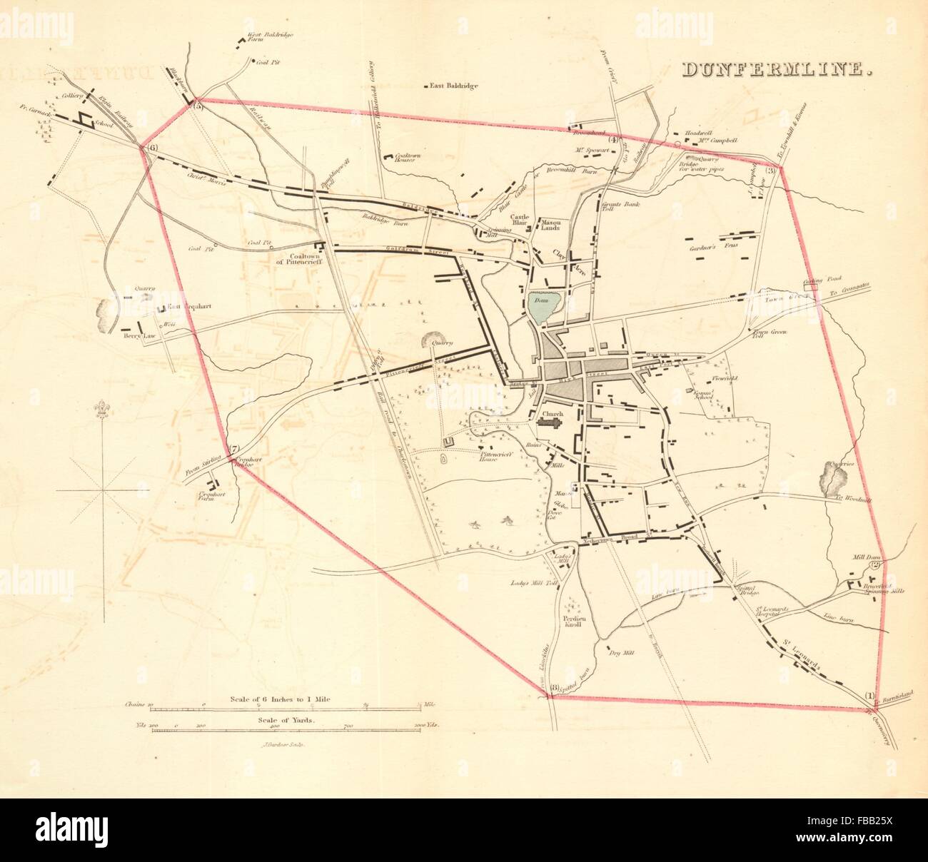 DUNFERMLINE borough/town plan for the REFORM ACT. Scotland, 1832 ...
