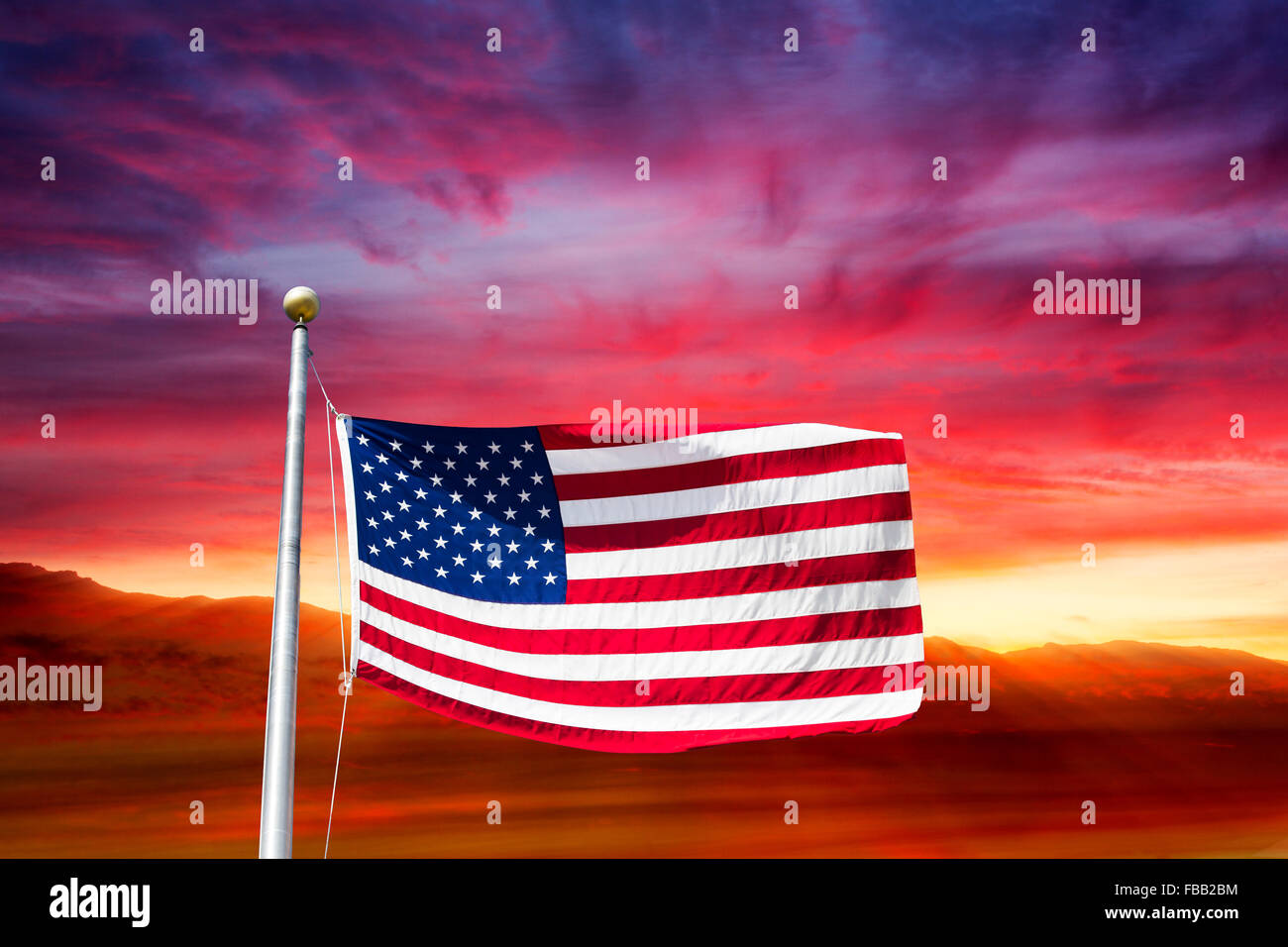 Stars and stripes and a sunset sky Stock Photo - Alamy