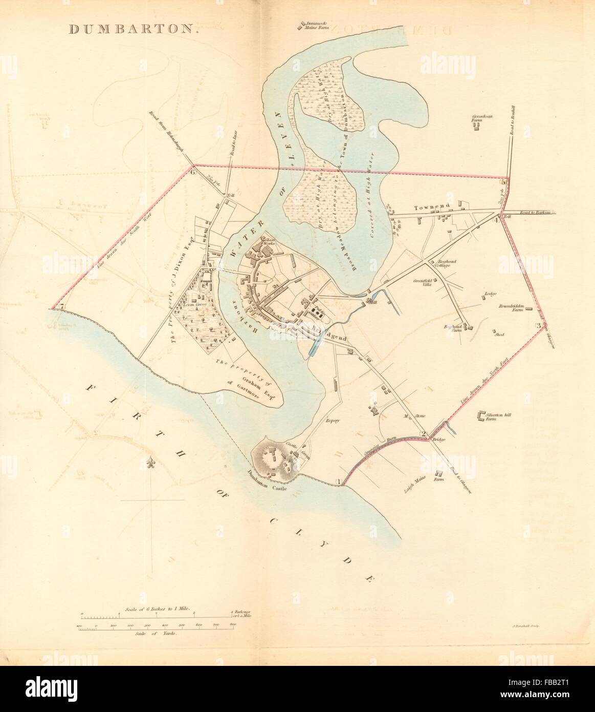 DUMBARTON borough/town plan for the REFORM ACT. Scotland, 1832 antique ...
