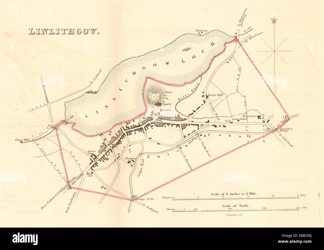 LINLITHGOW borough/town plan for the REFORM ACT. Scotland, 1832 antique ...