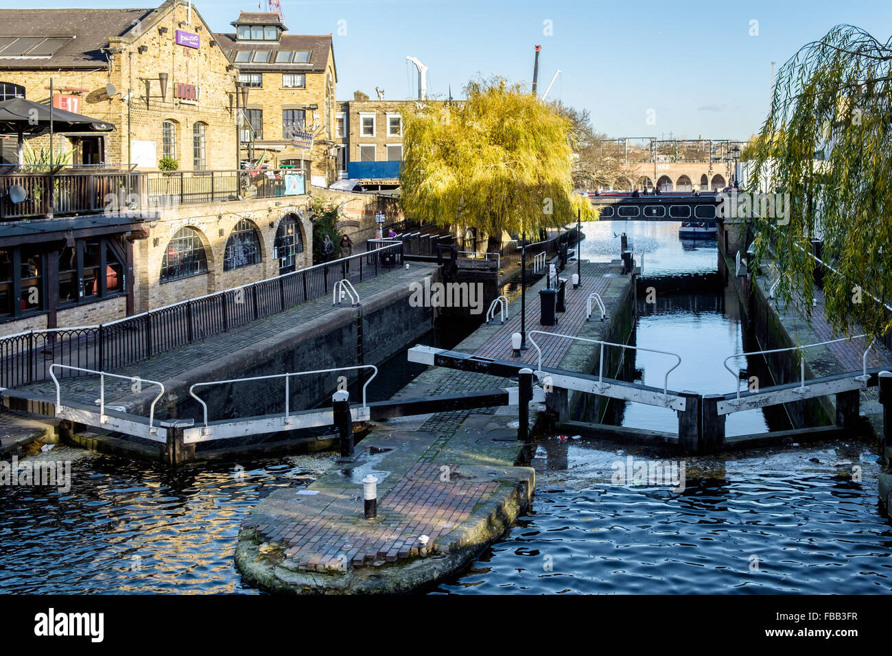 View of Regent's Canal at Camden Lock Stock Photo - Alamy
