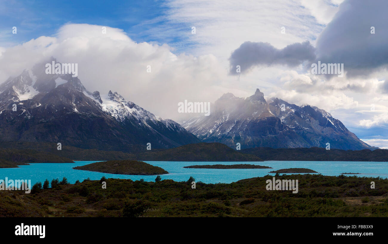 Lago Pehoe view towards Torres Del Paine, Patagonia Stock Photo - Alamy