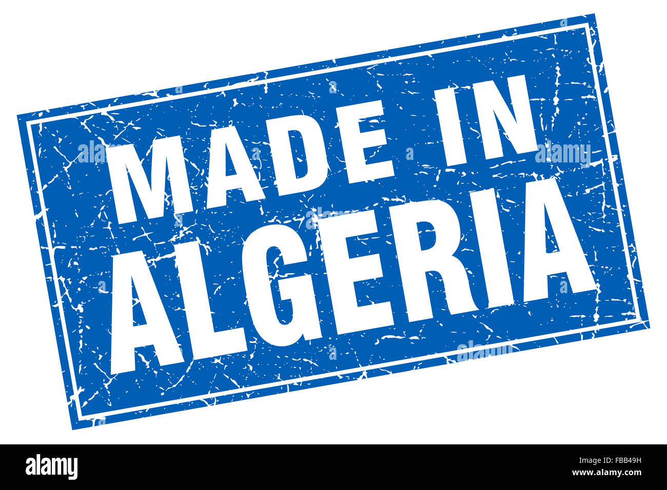 Algeria blue square grunge made in stamp Stock Photo - Alamy