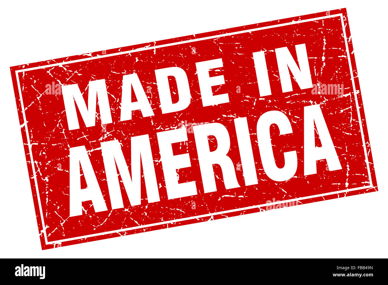 America red square grunge made in stamp Stock Photo - Alamy