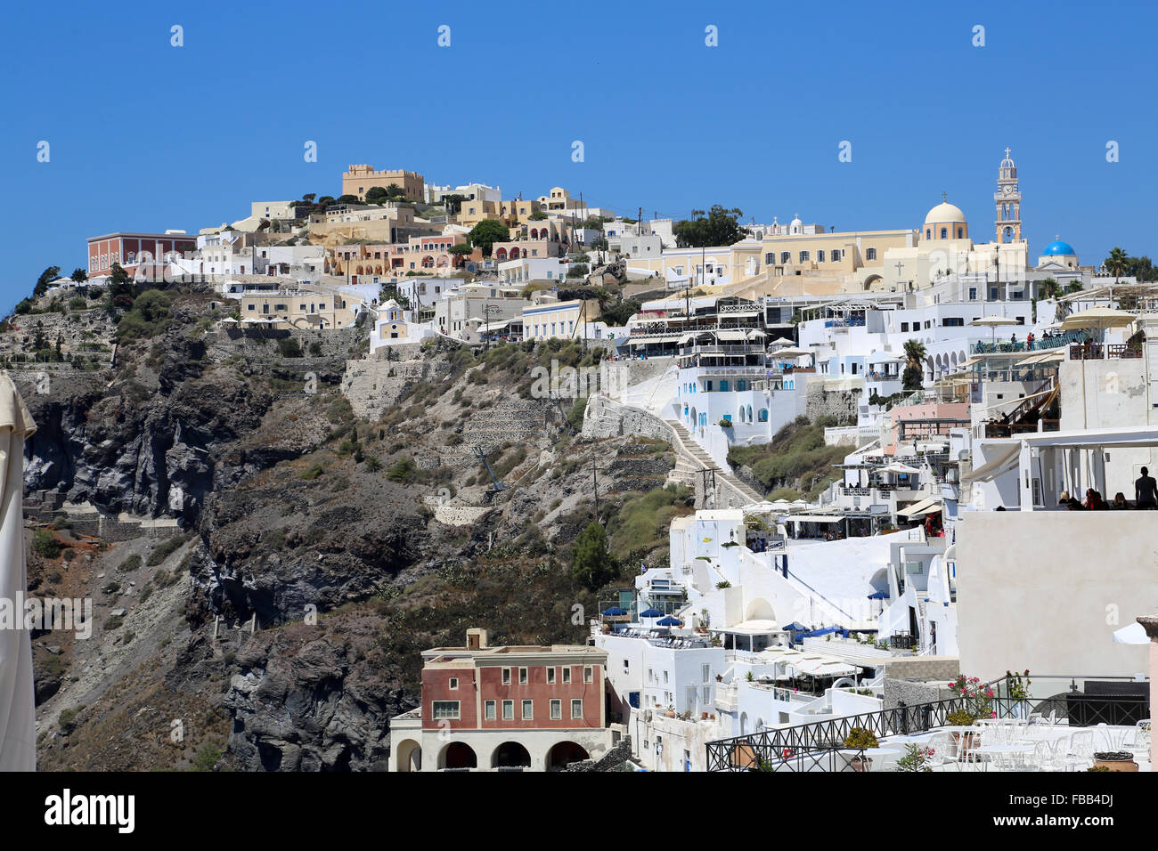 A view on the capital Fira of Santorini, Greece Stock Photo - Alamy