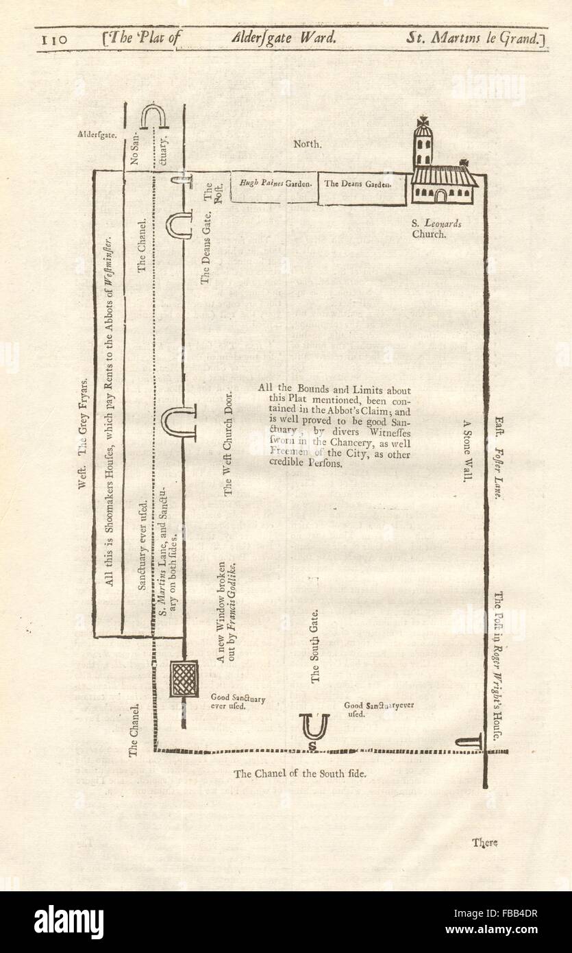 'St Martins le Grand', Aldersgate Ward. City of London. STOW/STRYPE ...