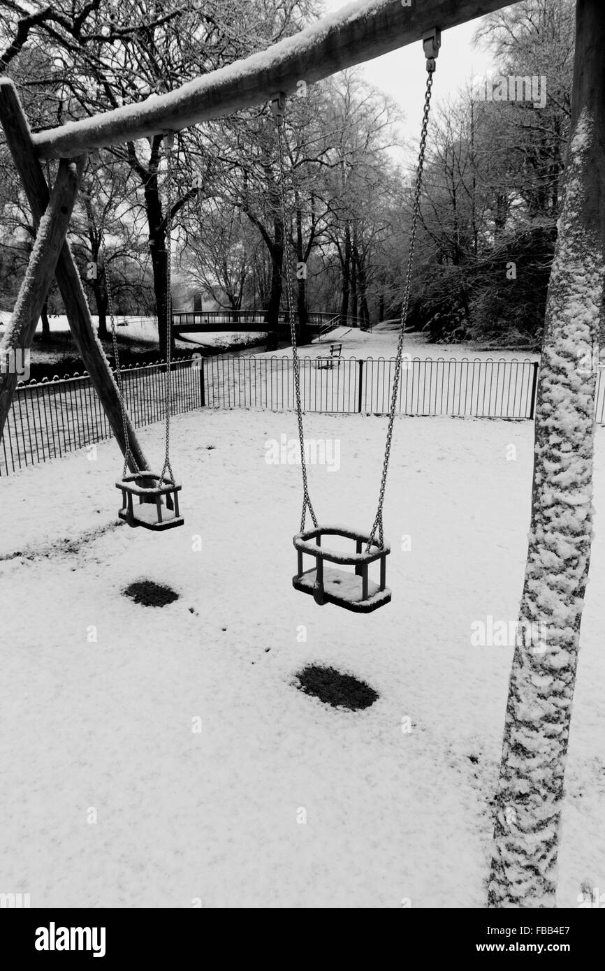 Playground with snow Black and White Stock Photos & Images - Alamy