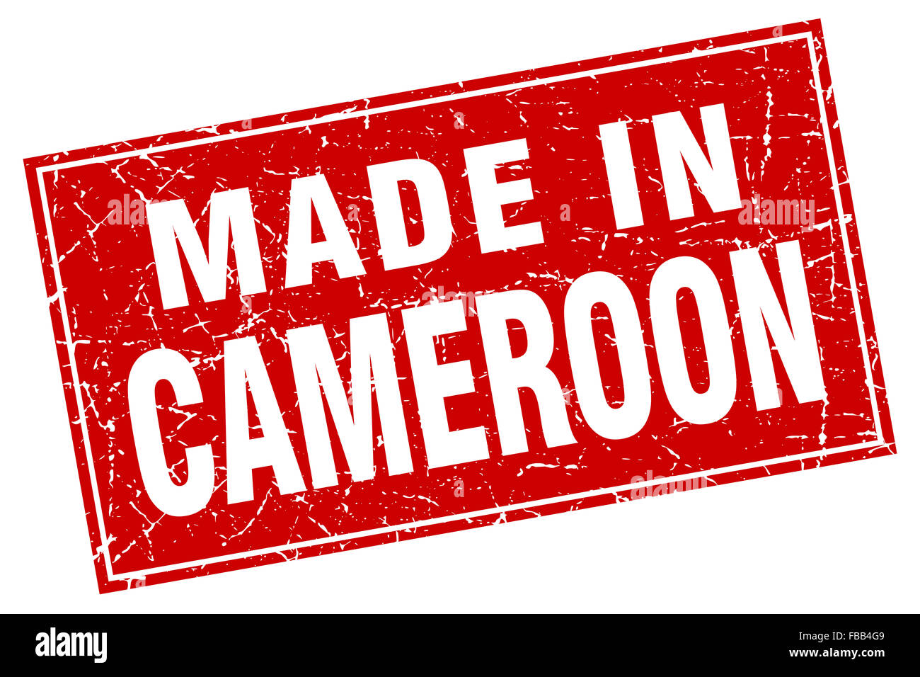 Cameroon red square grunge made in stamp Stock Photo - Alamy