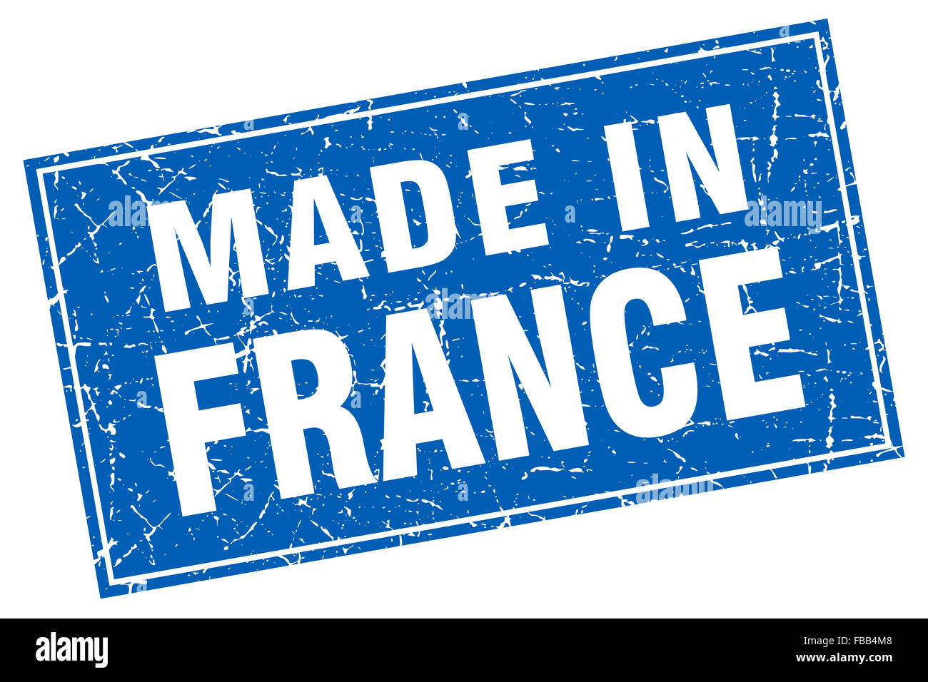 France blue square grunge made in stamp Stock Photo - Alamy