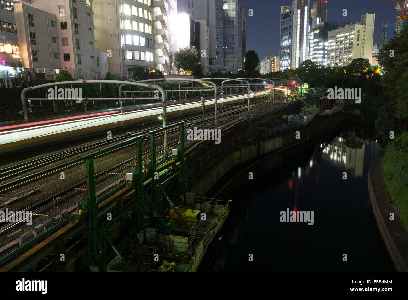 subway train at night Stock Photo - Alamy