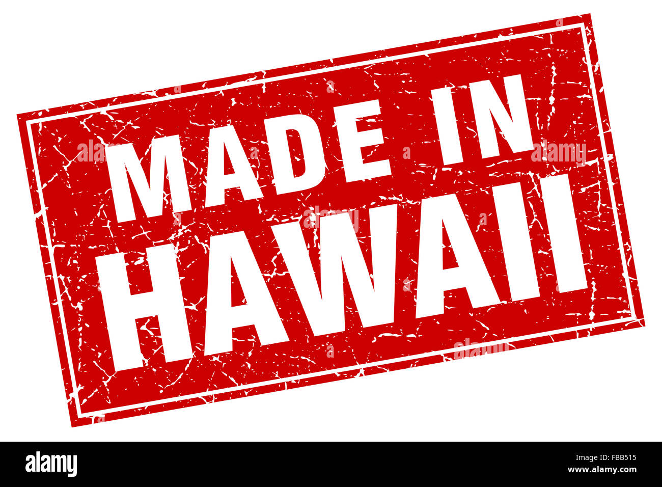 Hawaii red square grunge made in stamp Stock Photo - Alamy