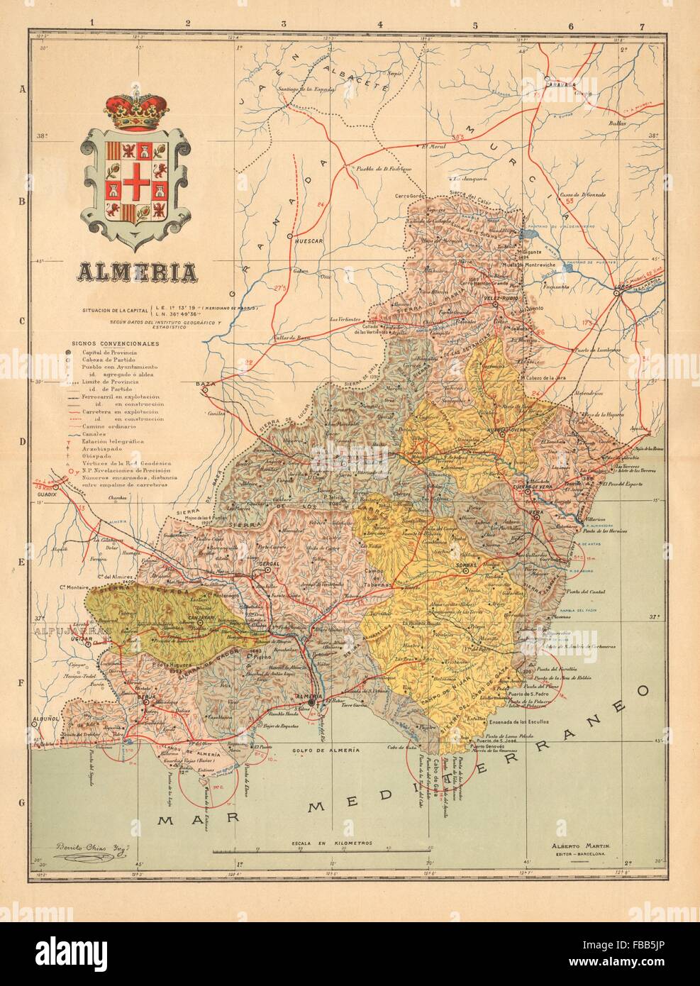 ALMERÍA. Almeria. Andalucia. Mapa antiguo de la provincia. ALBERTO ...