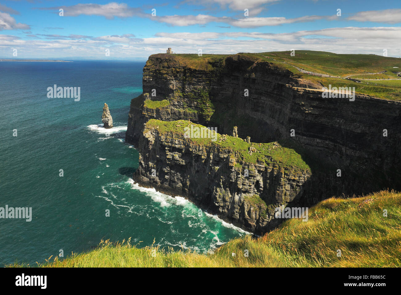 Cliffs of Moher with O'Brien's Tower, County Clare, Ireland Stock Photo ...