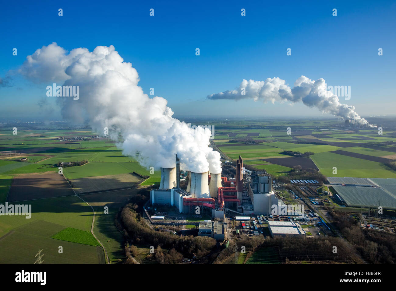Aerial view, Neurath power plant, power plant BoA 2 and 3, RWE Power ...