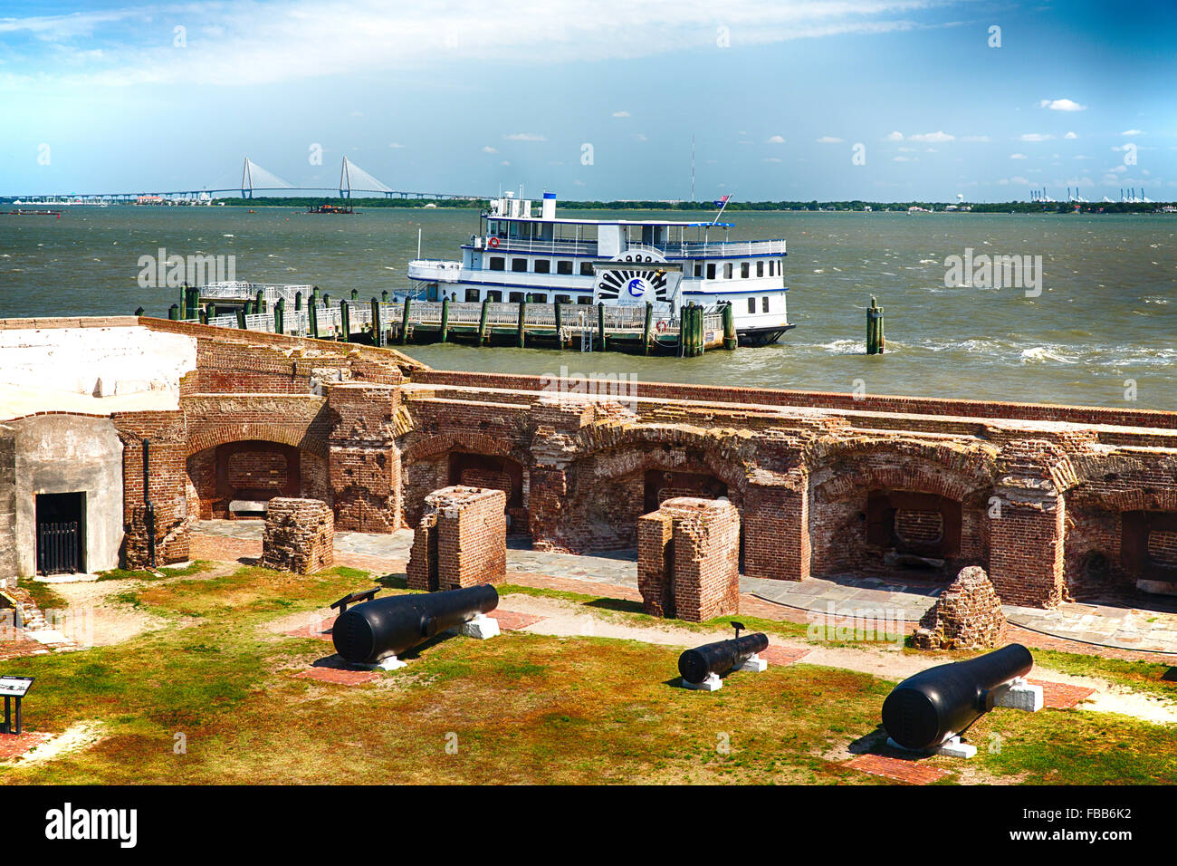 High Angle View of Charleston Harbor from Fort Sumter, South Carolina ...