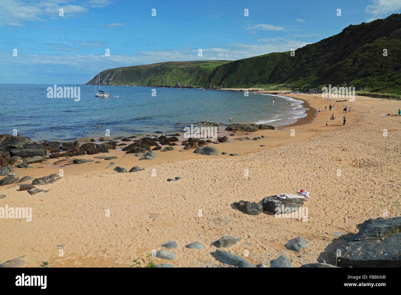 beach of the Kinnagoe Bay on Inishowen peninsula, County Donegal ...