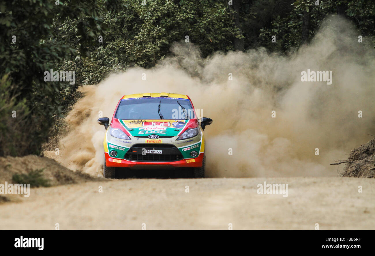 Bugra Banaz with Ford Fiesta R2 of Castrol Ford Team Turkiye in Kocaeli ...