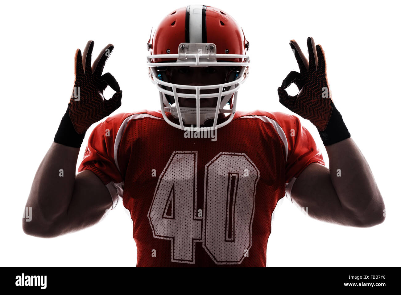 American Football player showing ok Stock Photo - Alamy