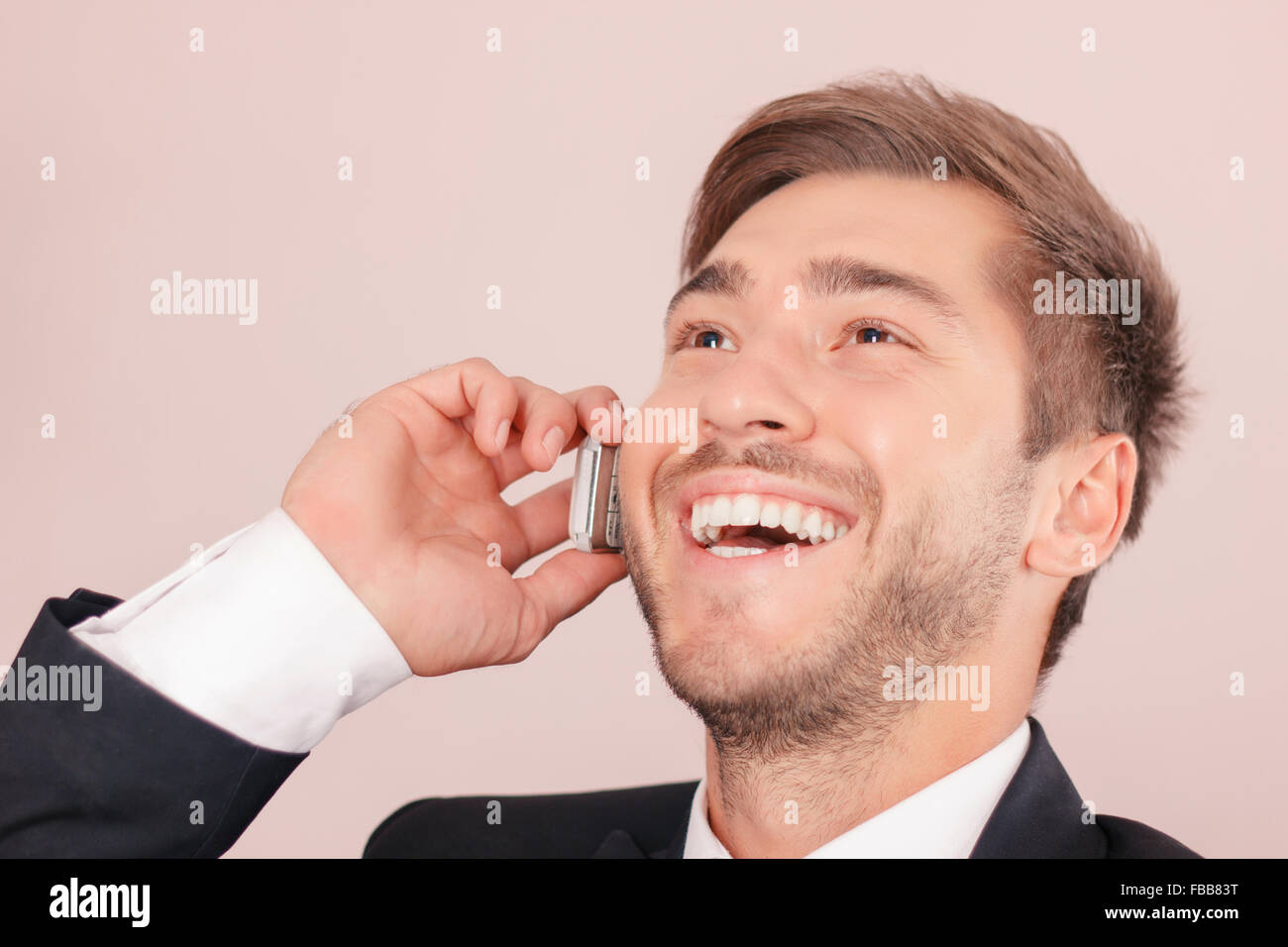 Smiling lawyer talking on mobile phone Stock Photo - Alamy