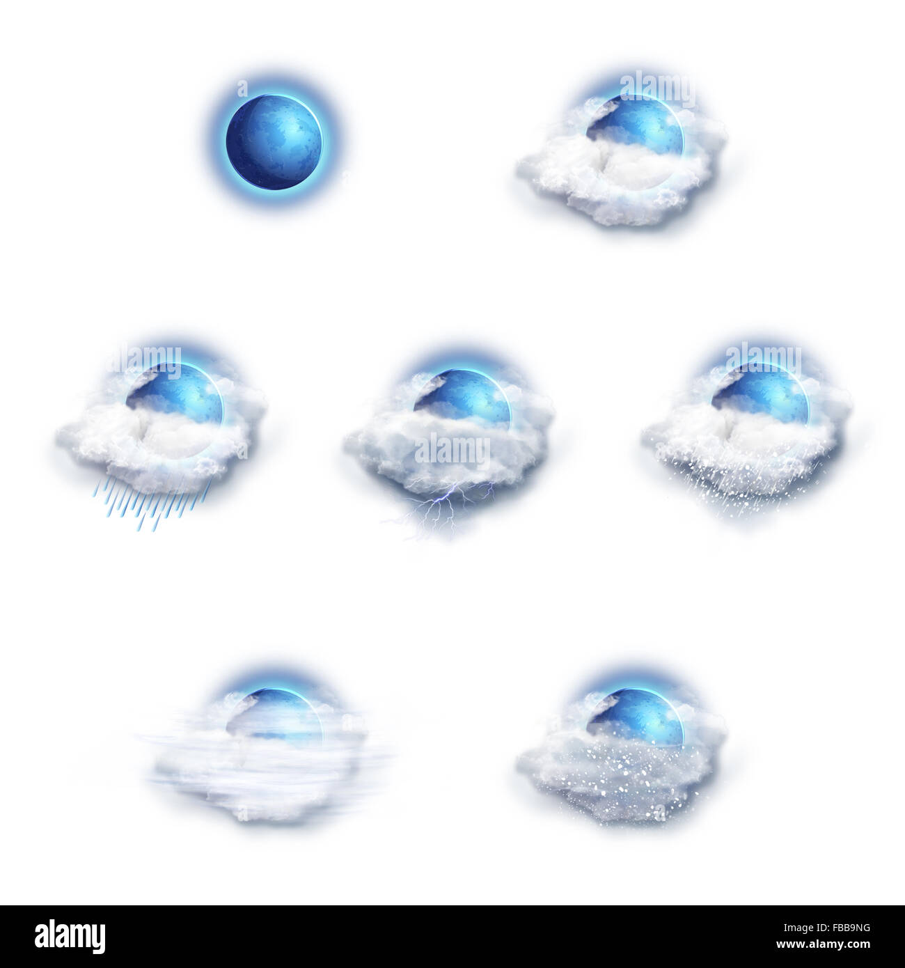 Weather Forecast Icons Set, Moon Version Stock Photo - Alamy