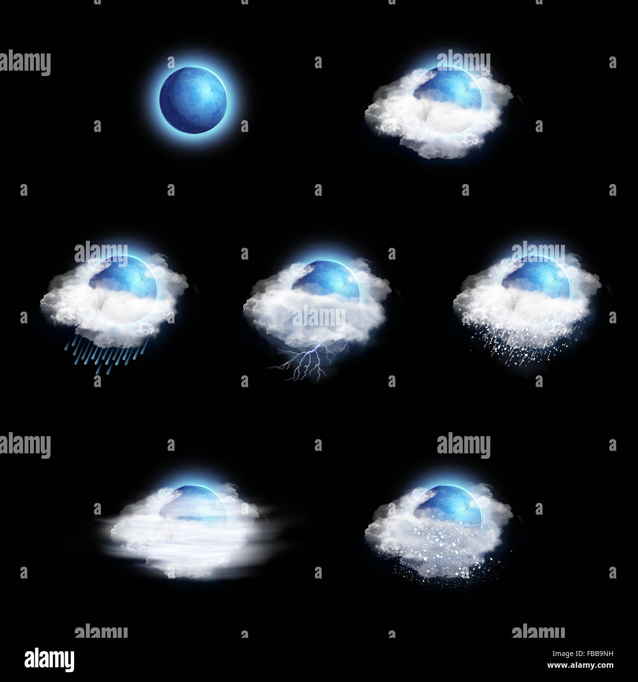 Weather Forecast Icons Set, Moon Version Stock Photo - Alamy