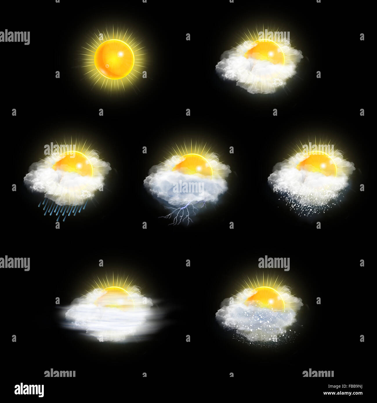 Weather Forecast Icons Set, Sun Version Stock Photo - Alamy