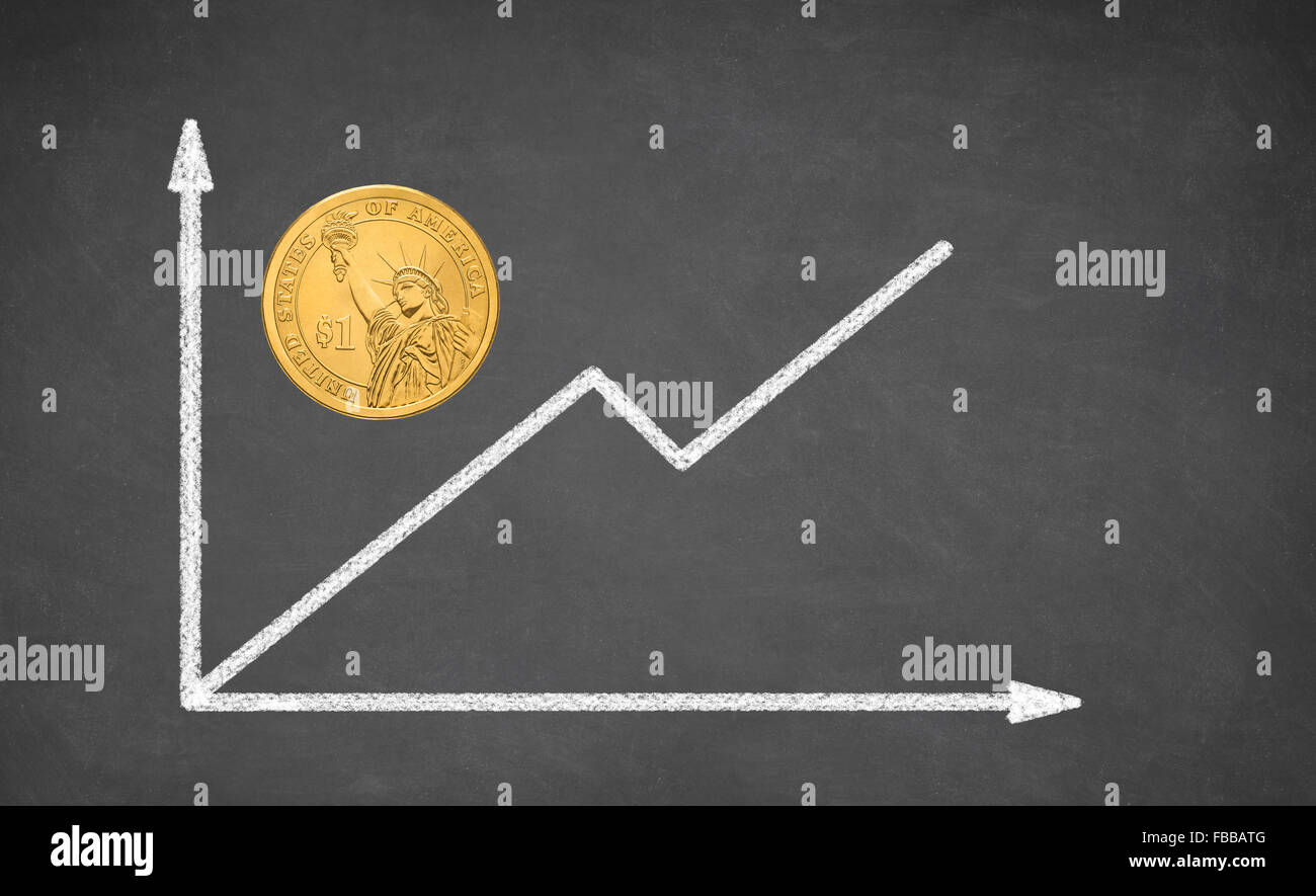the dollar coin and financial graph Stock Photo - Alamy