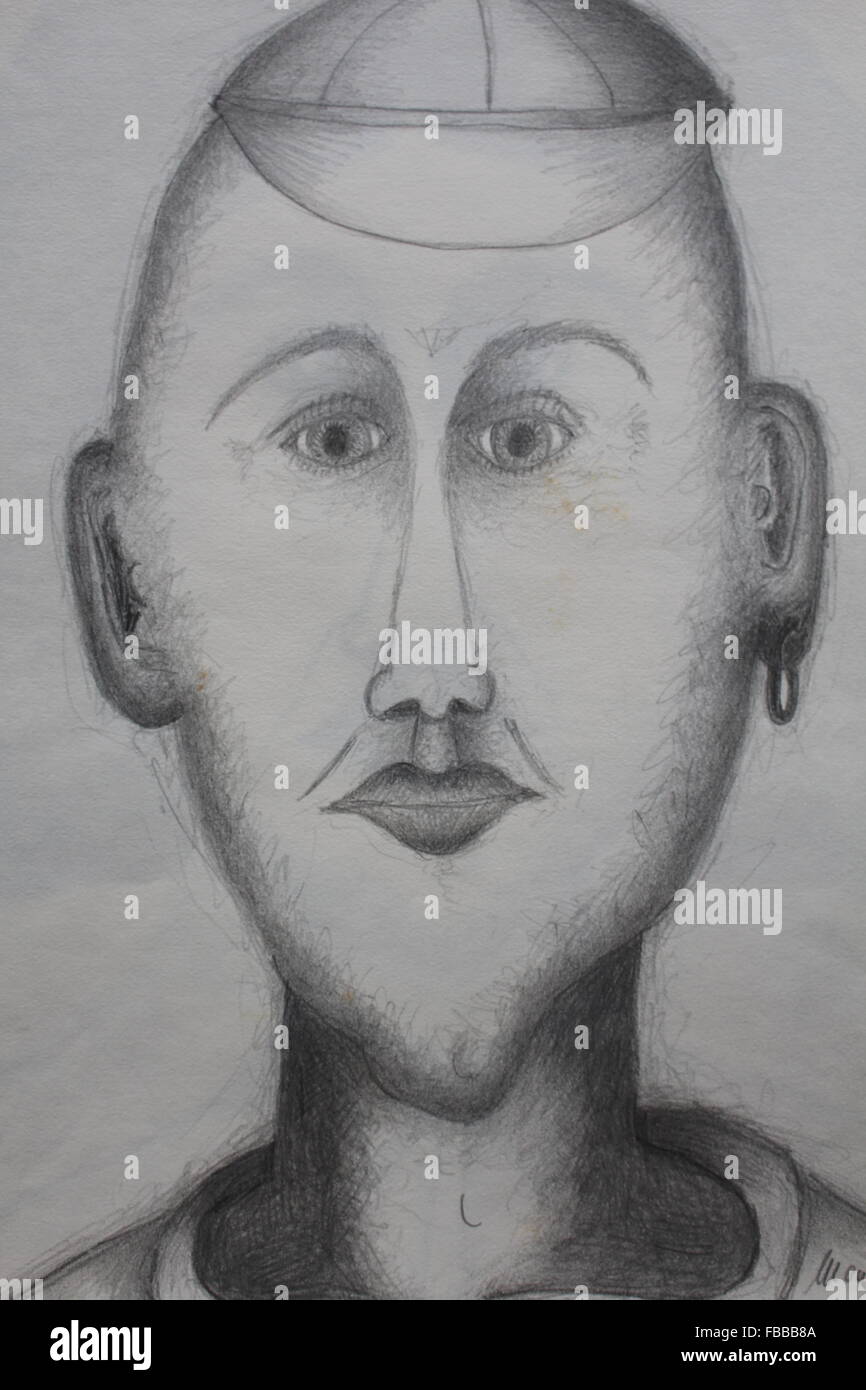 drawing of a young man with a cap Stock Photo - Alamy