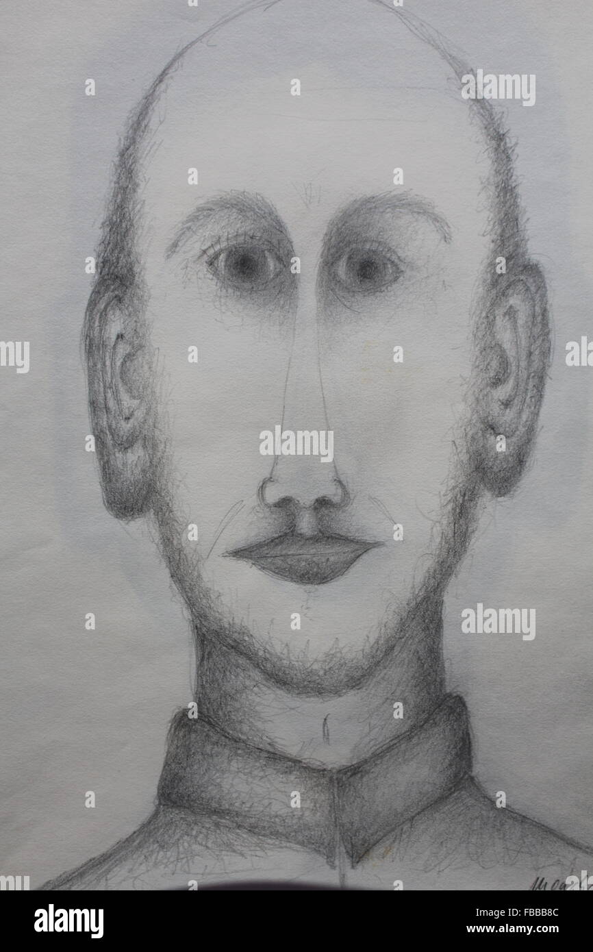 drawing of a young man with bald head Stock Photo - Alamy