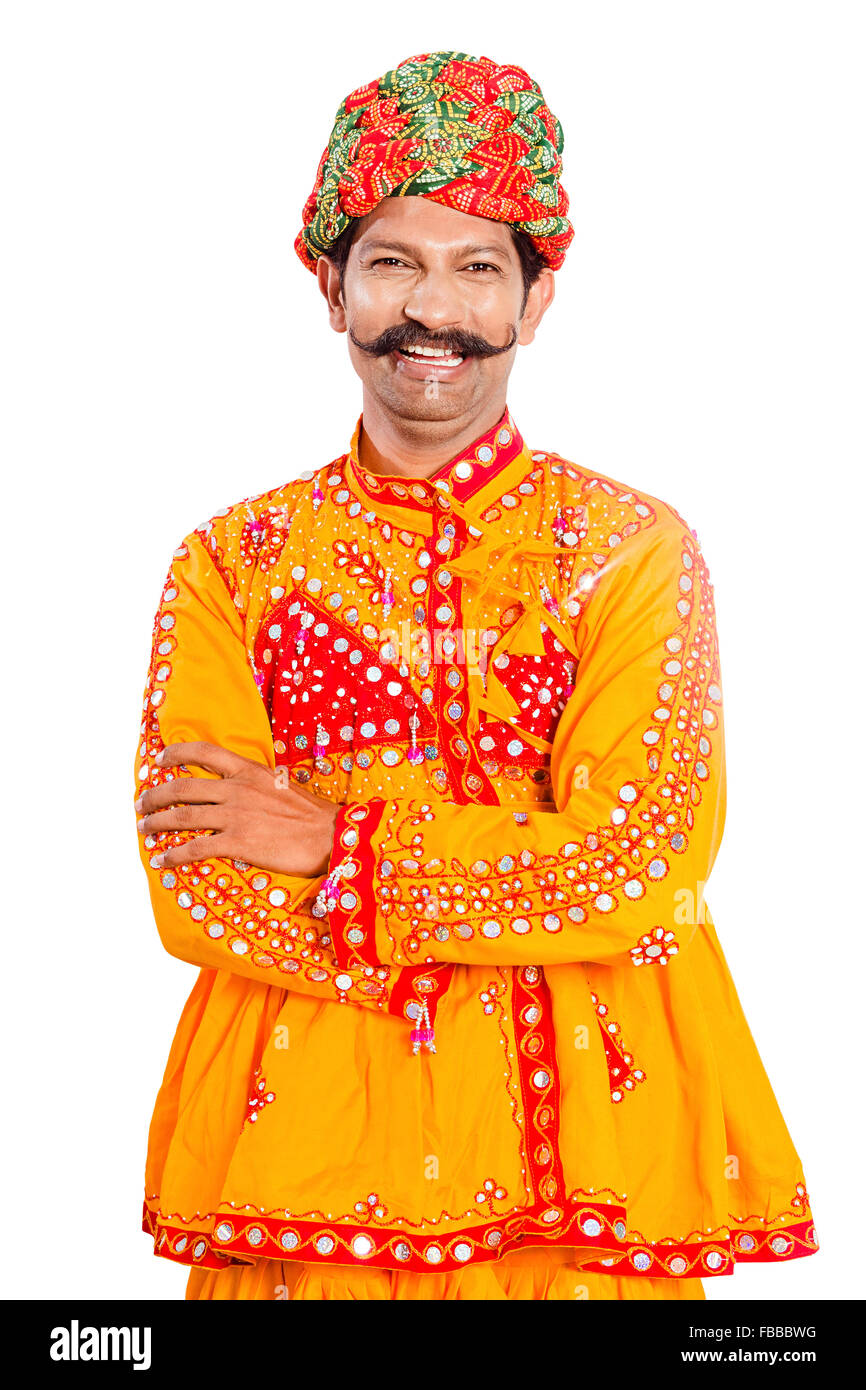 1 indian Rural Gujrati Villager standing pose Stock Photo - Alamy