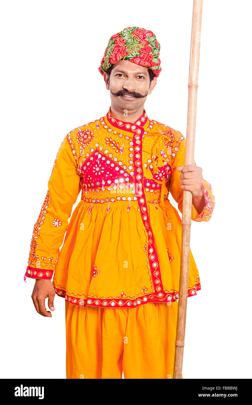 1 indian Rural Gujrati Villager standing Stock Photo - Alamy