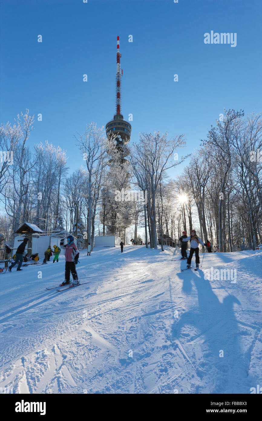 Sljeme mountain in winter.Popular destination for skiing near Zagreb ...