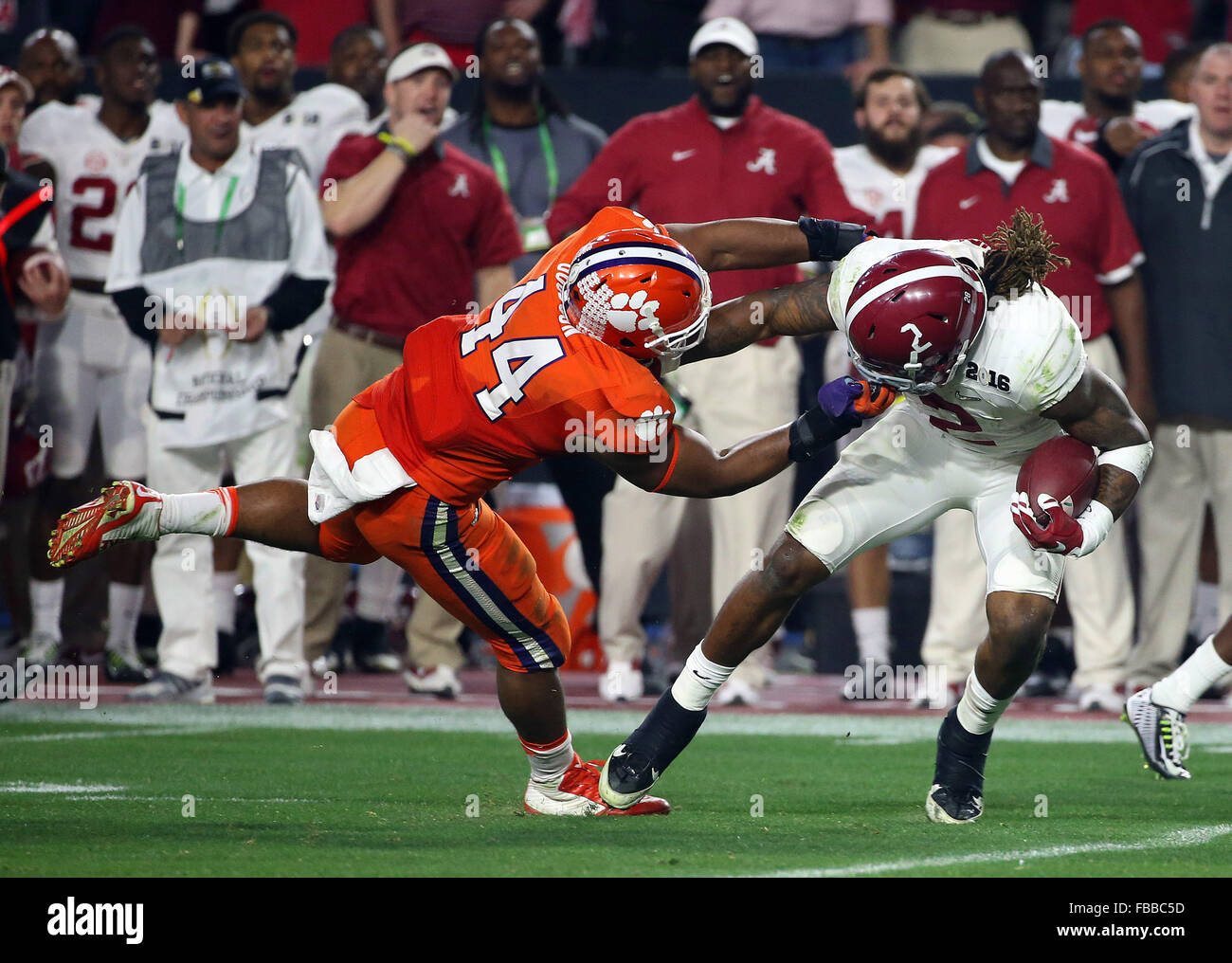 January 11, 2016 B.J. Goodson #44 of the Clemson Tigers is called for a ...