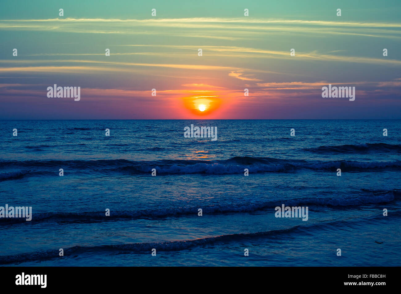 Evening Sea during the amazing sunset Stock Photo - Alamy