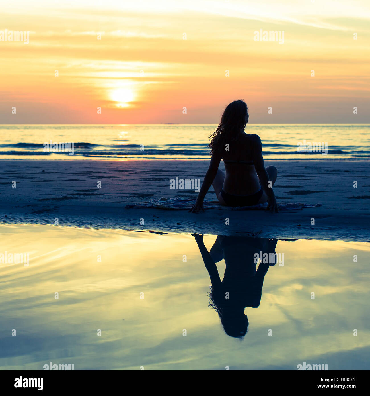 Woman silhouette water reflection hi-res stock photography and images ...