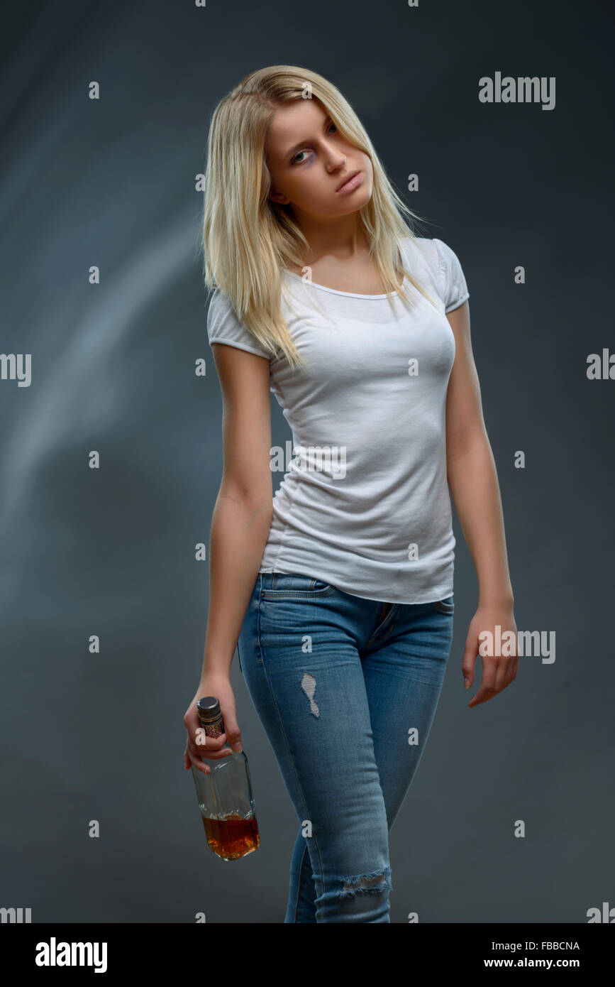 Hopeless woman expressing fear Stock Photo - Alamy