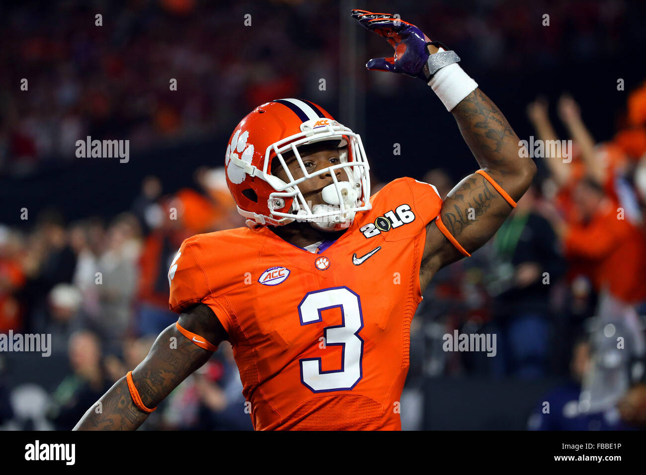 January 11, 2016 Artavis Scott #3 of the Clemson Tigers in action ...