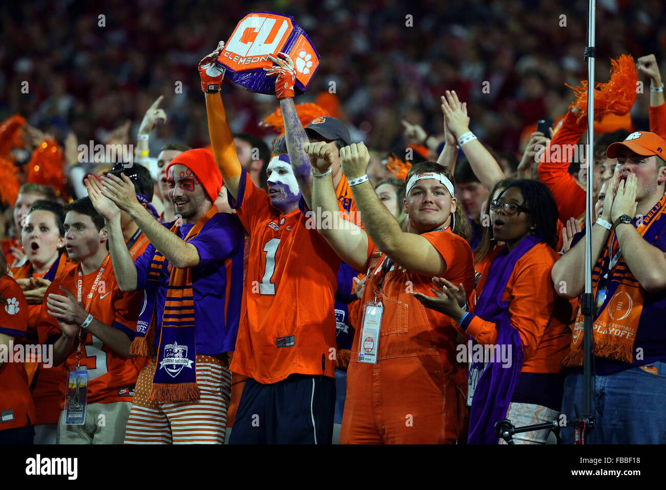January 11, 2016 Clemson Tigers fans during the 2016 College Football ...