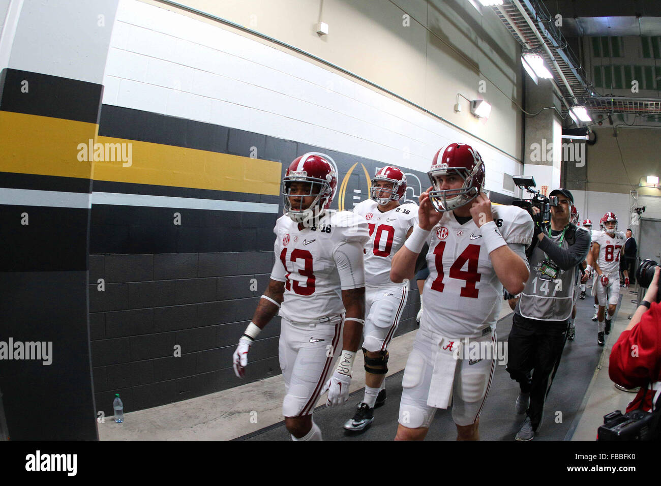 January 11, 2016 ArDarius Stewart #13 and Jake Coker #14 of the Alabama ...