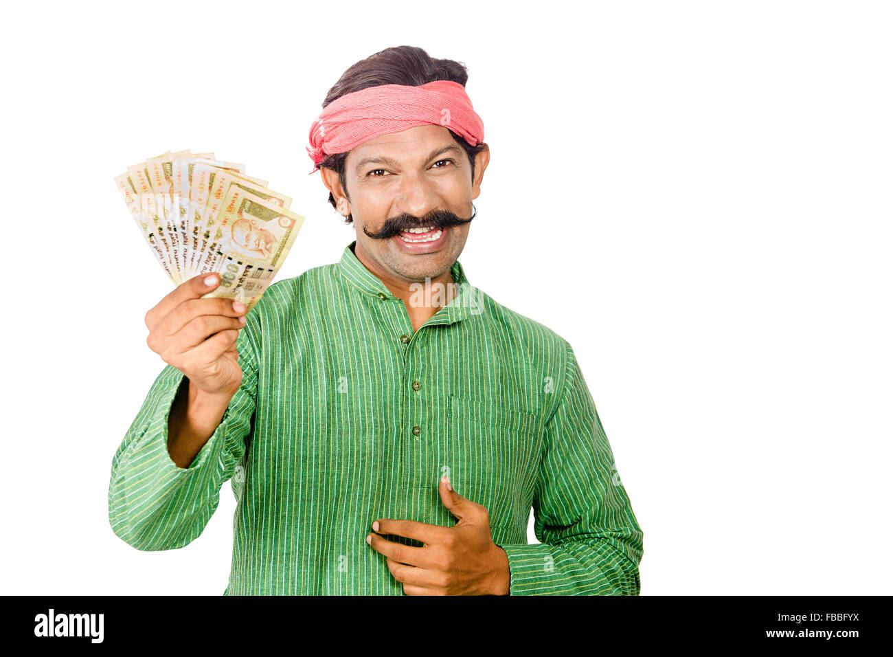 1 indian Rural man money showing Stock Photo - Alamy
