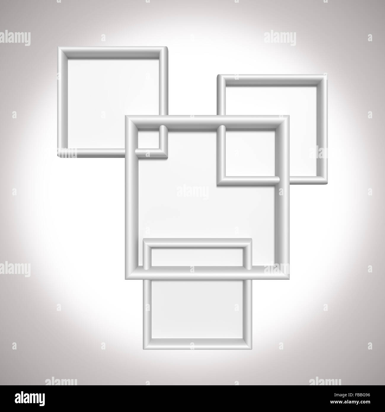 3d rendering of four white frames on white background.Illustration ...