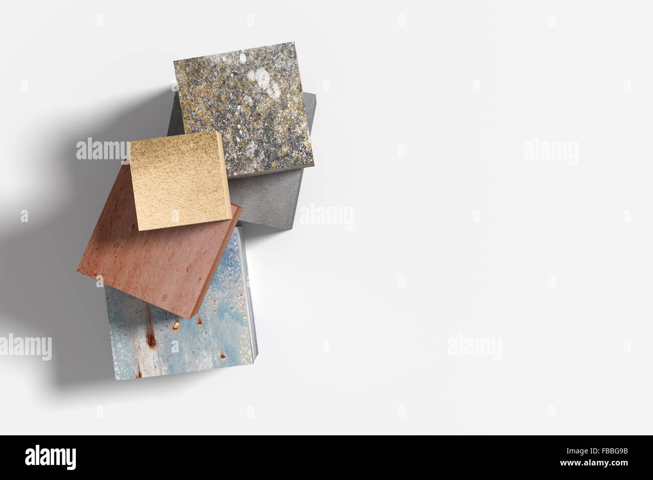 3d rendering of some cubes made of different material. Illustration ...